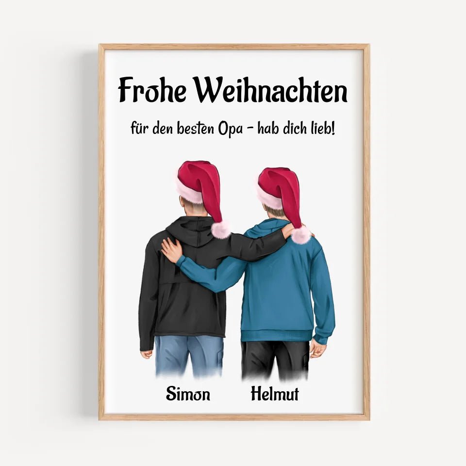 Opa Poster mit erwachsenen Enkel Geschenk Weihnachten